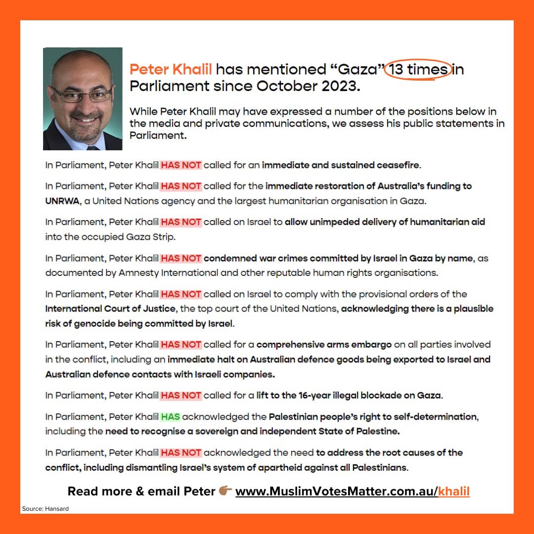 Peter Khalil on Palestine – Vote Palestine Wills